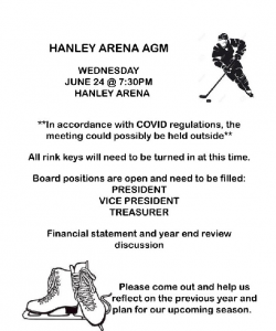 Hanley Arena AGM – June 24th, 2020 – Hanley, Saskatchewan